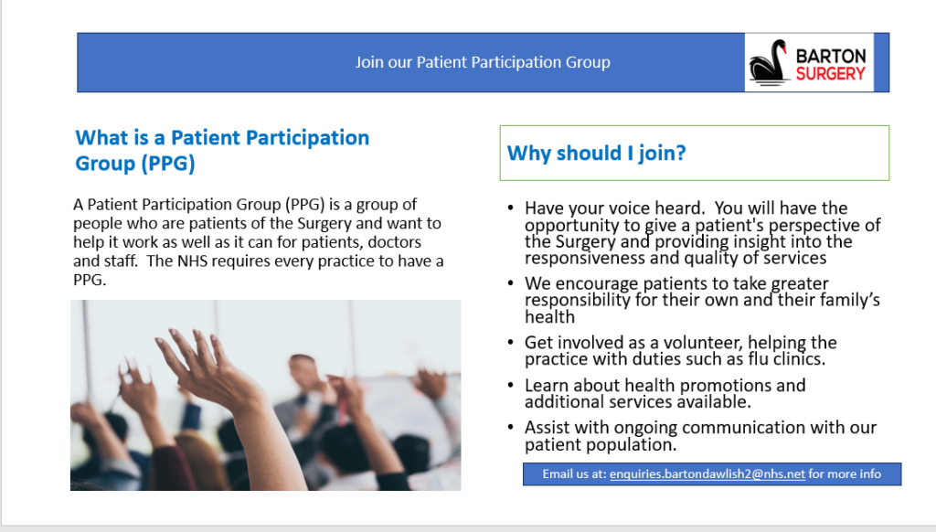 Join our Patient Participation Group – Barton Surgery